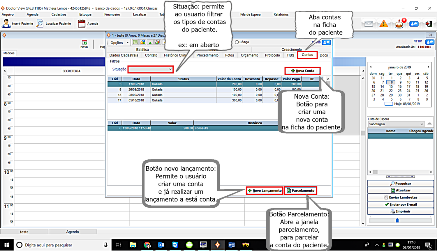 Contas do Paciente - Doctor View Wiki
